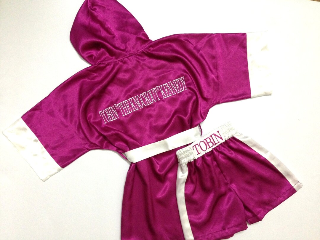 CUSTOM Made Satin Baby BOXING Robe Trunk Set Boxing Outfit Personalized ...