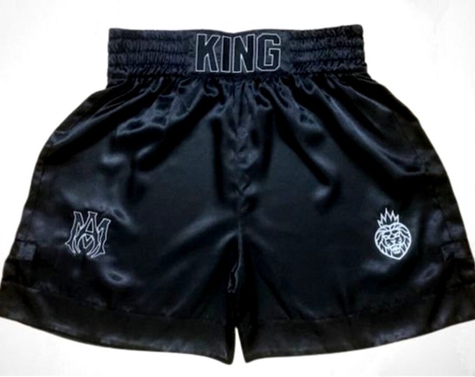 CUSTOM Embroidered and Personalized Black Boxing Shorts Boxing Trunks ...