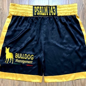 CUSTOM Embroidered and Personalized Black Boxing Shorts Boxing Trunks ...