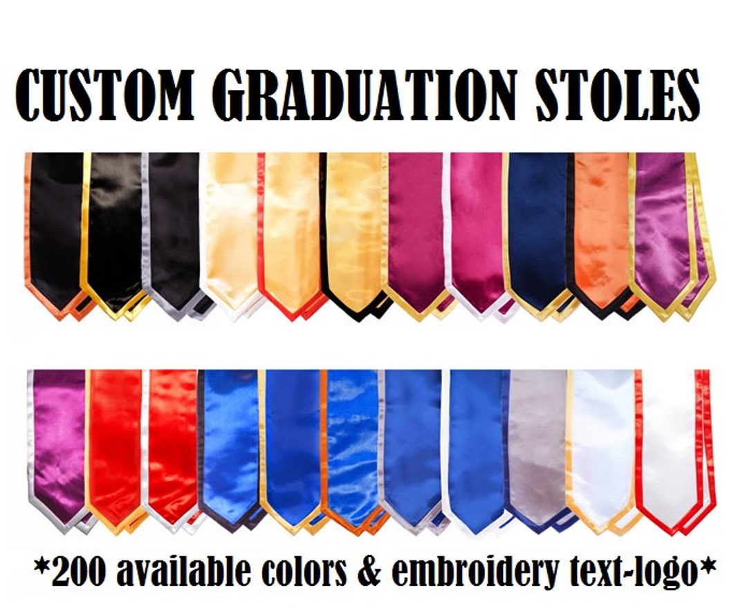 Custom Graduation Trimmed Stoles, Trimmed Graduation Stoles, Silk Satin ...