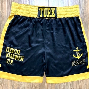 CUSTOM Embroidered and Personalized Black Boxing Shorts Boxing Trunks ...