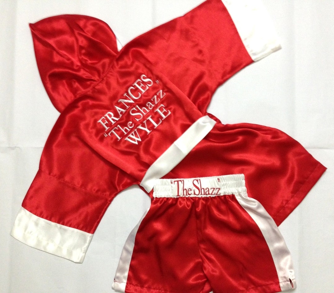 K3-CUSTOM Made Satin Baby Boxing Robe Trunk Set Boxing Outfit ...
