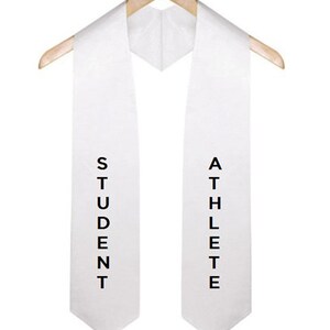 Custom Student Athlete Satin Graduation Sash and Stoles - White Satin ...