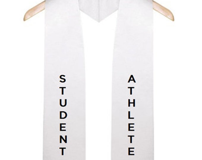 Custom Student Athlete Satin Graduation Sash and Stoles White Satin ...