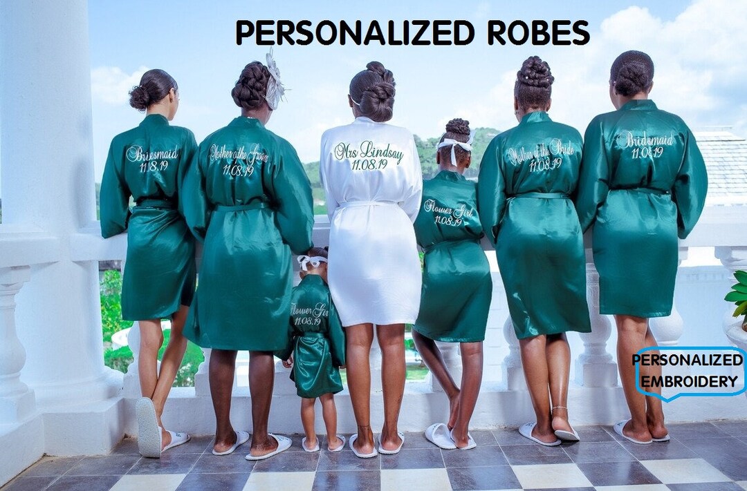 GREEN Personalized Robes Bridesmaid Robes Kimono Robes - Etsy