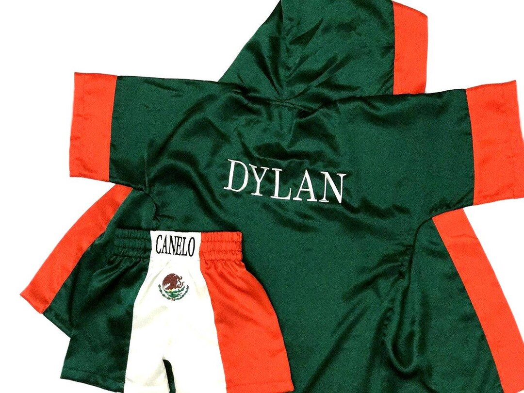 CUSTOM Made Mexican Flag Boxing Robe Trunk Set Boxing Outfit ...