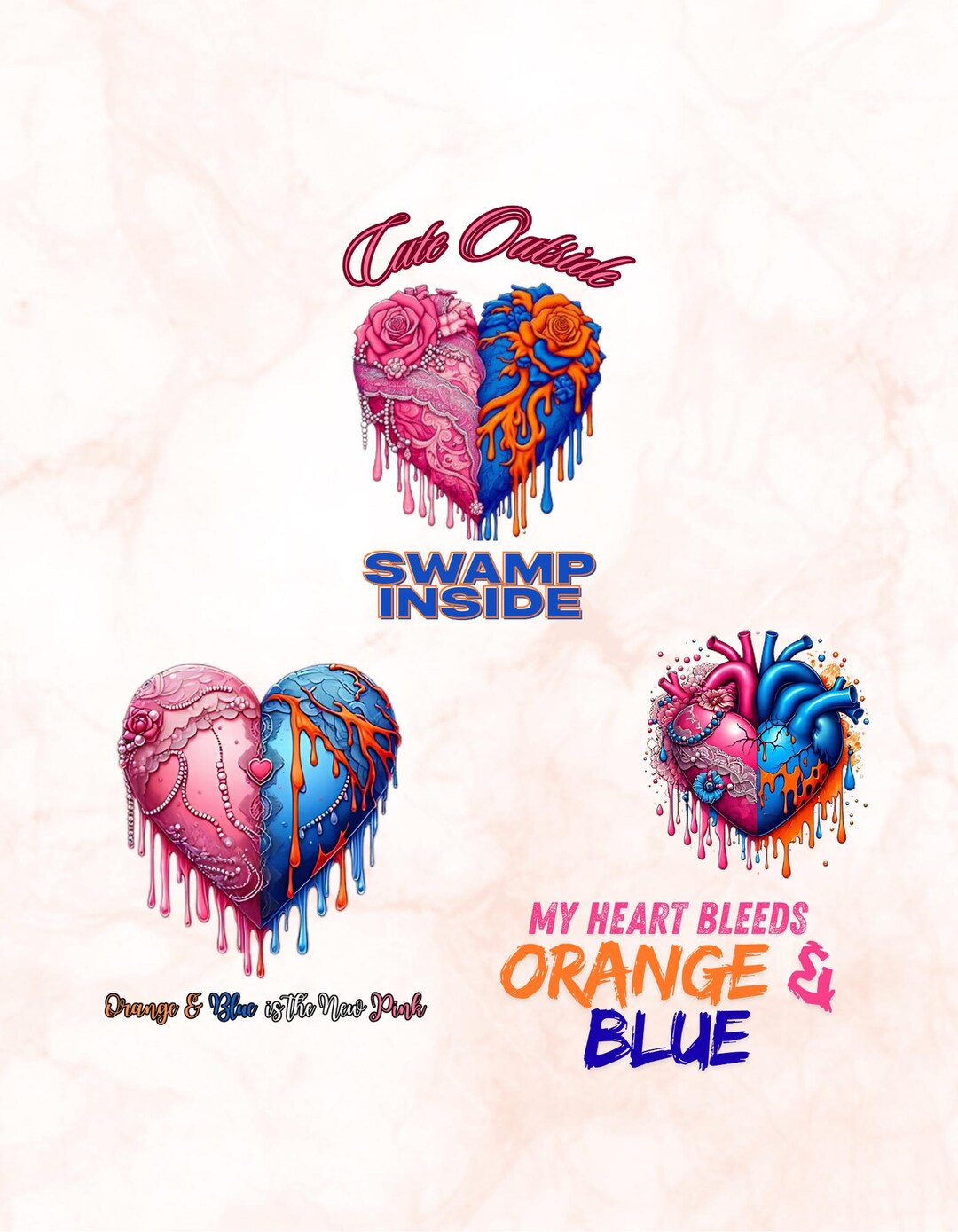 Orange Blue and Pink Bleeding Heart PNG Sports Florida Gators PNG ...