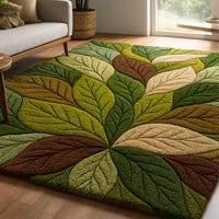 Leaf Shaped Rug | Green Botanical Carpet | Nature Inspired Area Rug ...