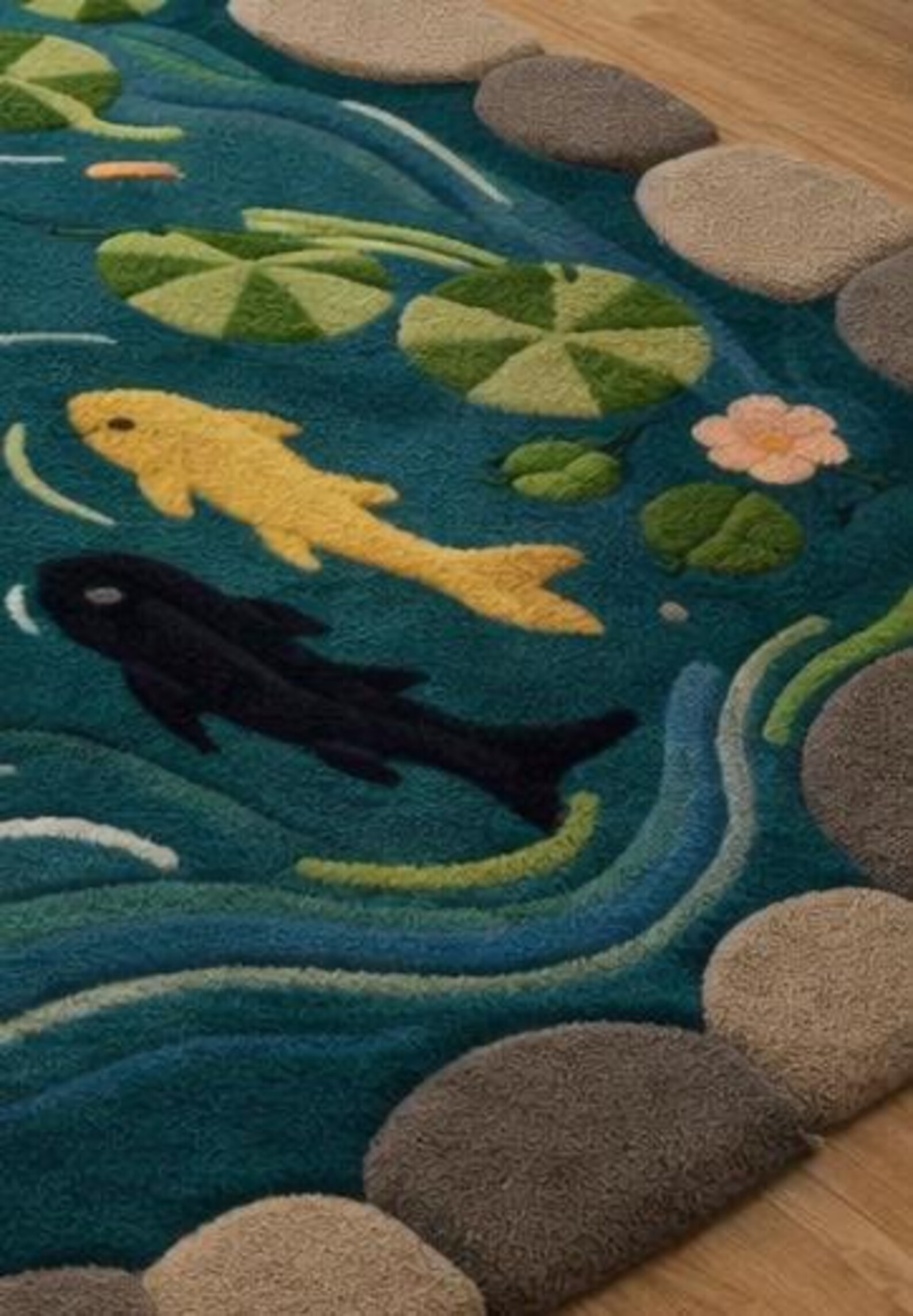 Hand-tufted Koi Fish Pond Rug, Indian Wool, Kids Playroom - Etsy