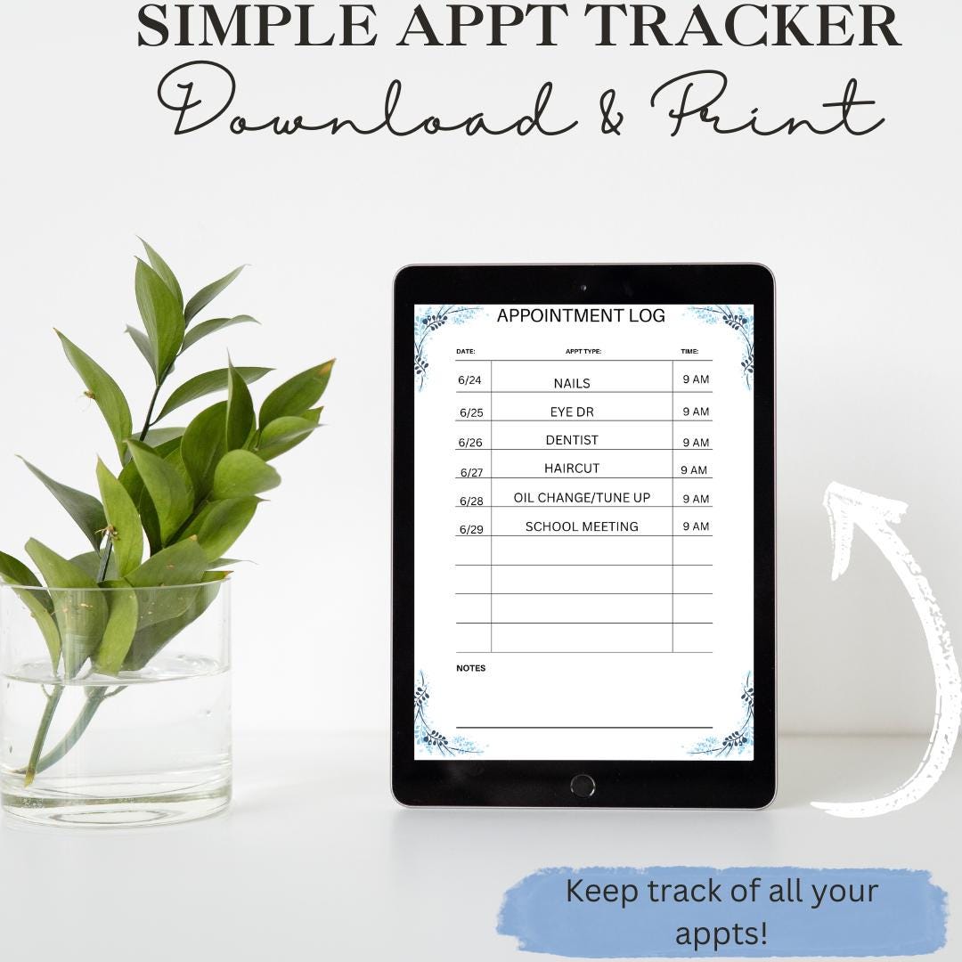 Printable Appointment Tracker| Digital Appointment Log| Medical ...
