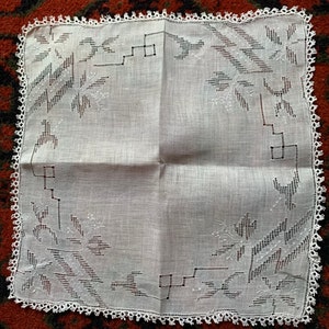 Antique Lace Drawn Work White Cotton Handkerchief - Etsy