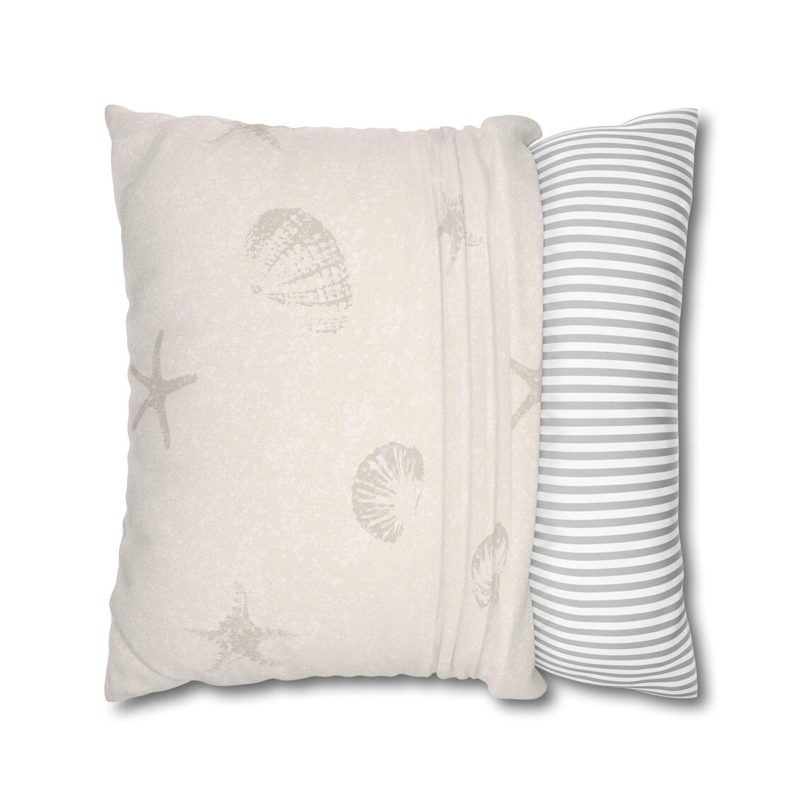 Seashell Starfish Cushion Cover, Sand Taupe Cream Beach Throw Pillow ...