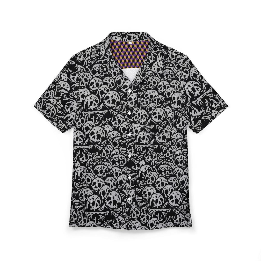 Melty Skulls Monochrome Bolt Cult Button Down Shirt | AOP - Etsy