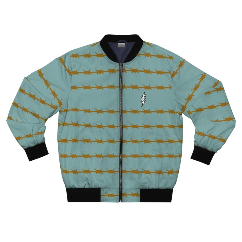 Bolt Cult Gold Razor Wire Bomber Jacket | AOP, Metallic Razor Wire ...