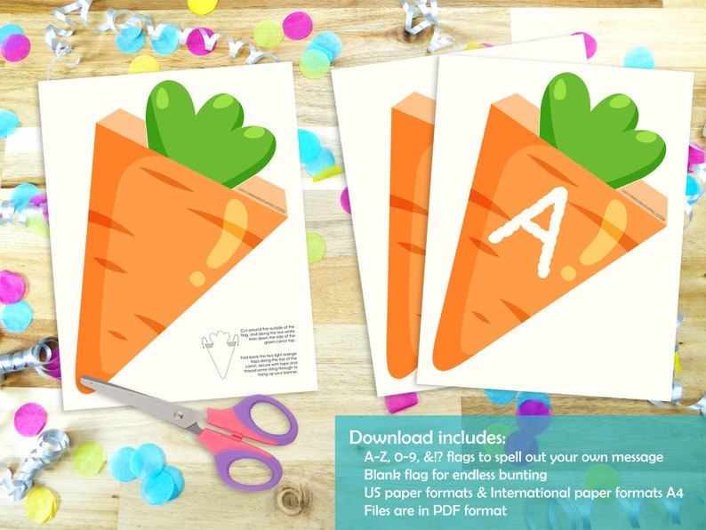 Carrot Easter Flag Banner Printable! Happy Easter Party Bunting, A-Z ...
