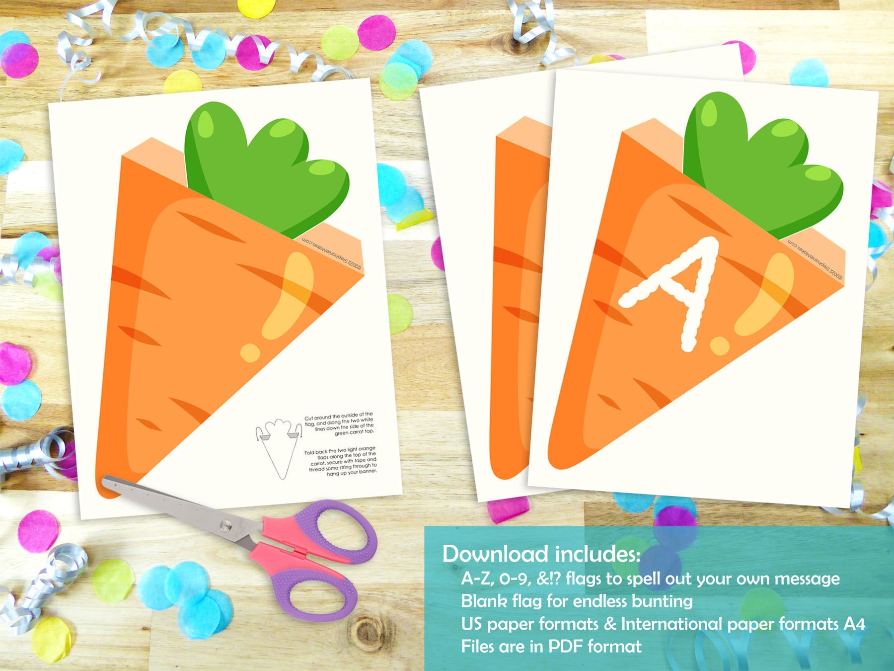 Carrot Easter Flag Banner Printable! Happy Easter Party Bunting, A-Z ...