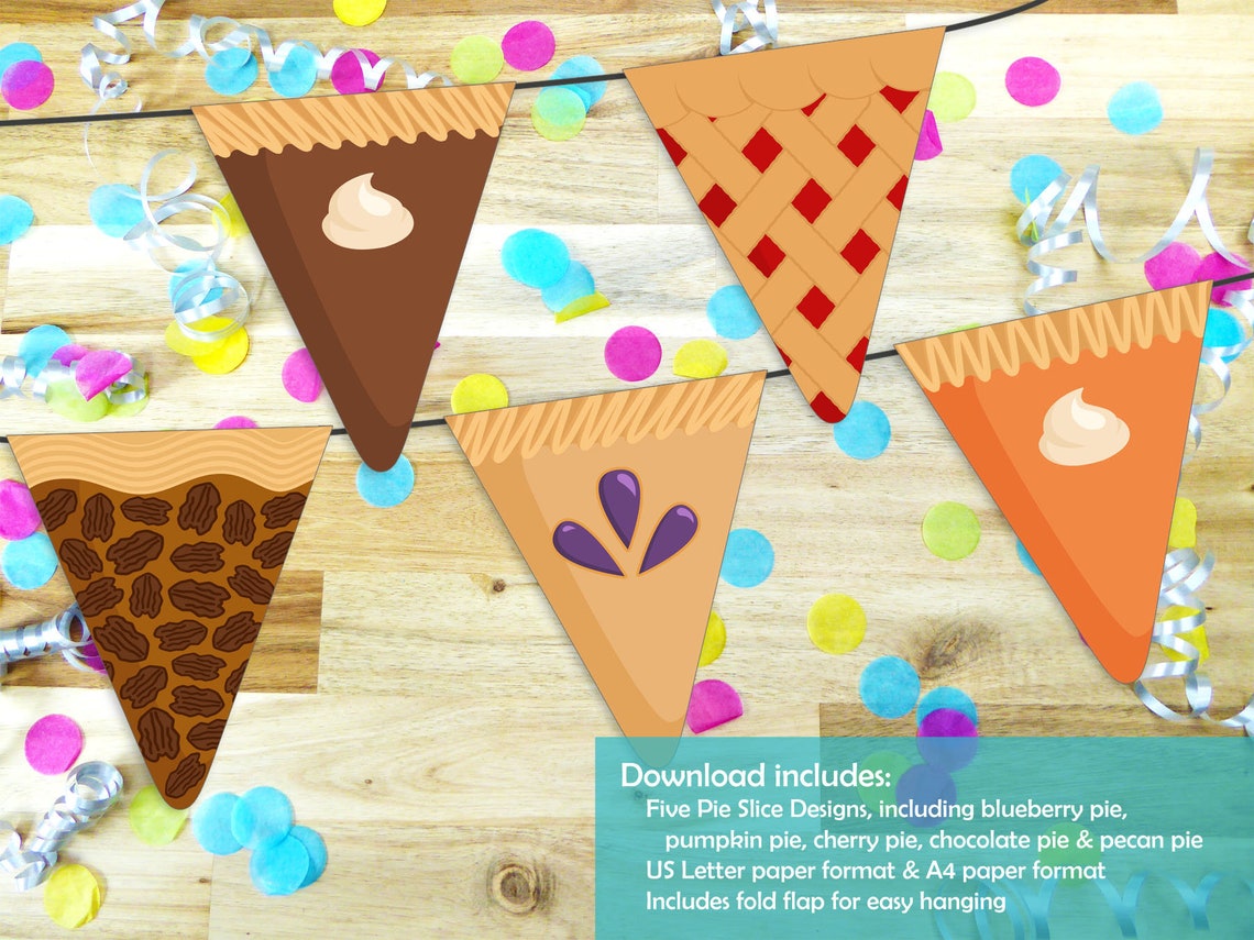 Thanks Giving Pie Printable Flag Banner Party Decorations - Etsy