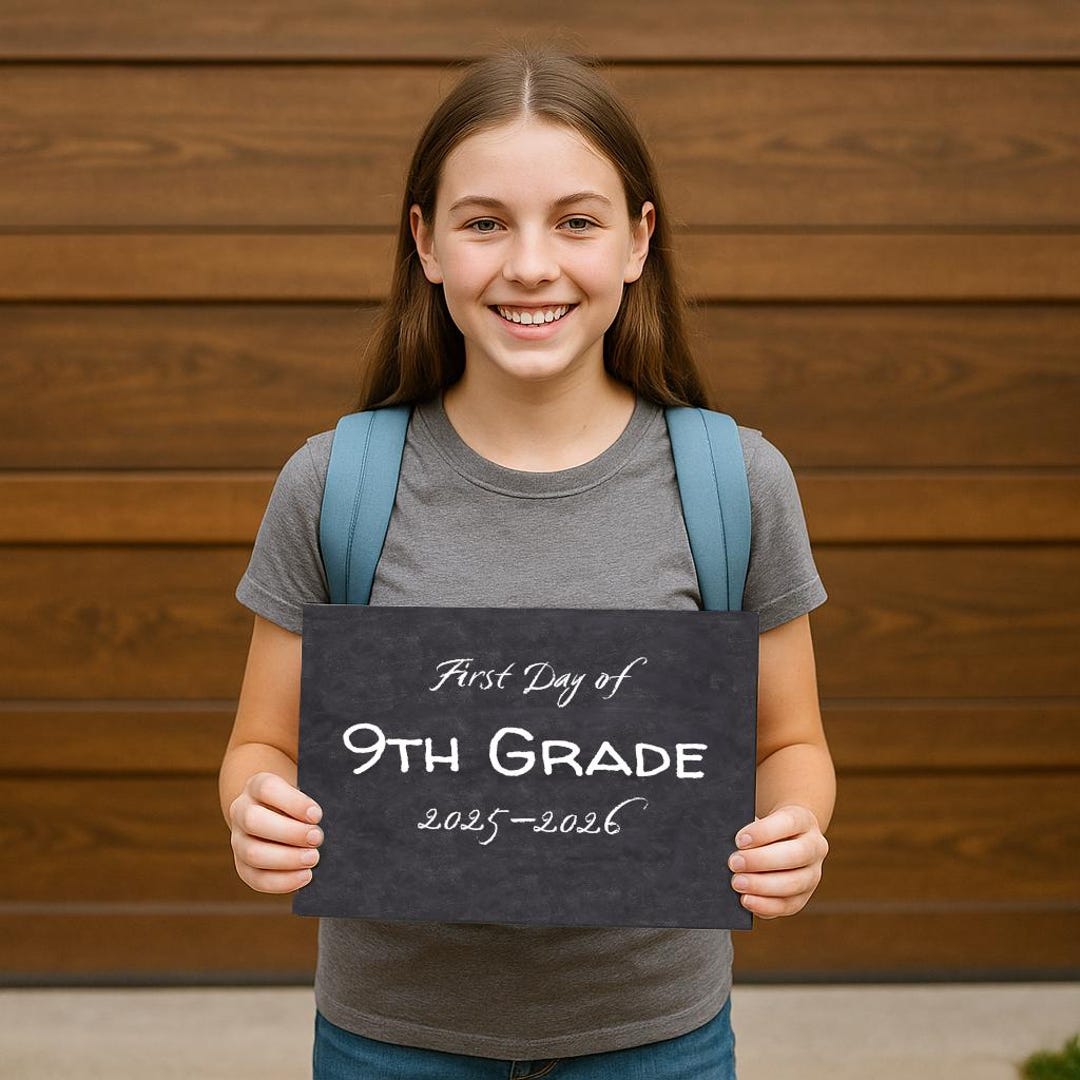 9th Grade First Day of School Sign 2025-2026 – Printable PDF – Numeric ...