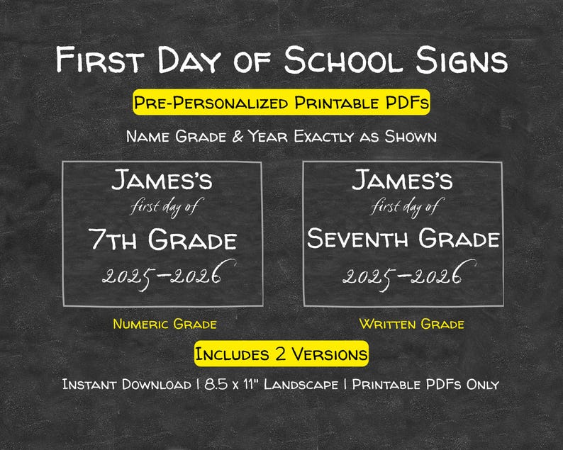 Printable First Day of School Sign | James’s 7th Grade / Seventh Grade ...