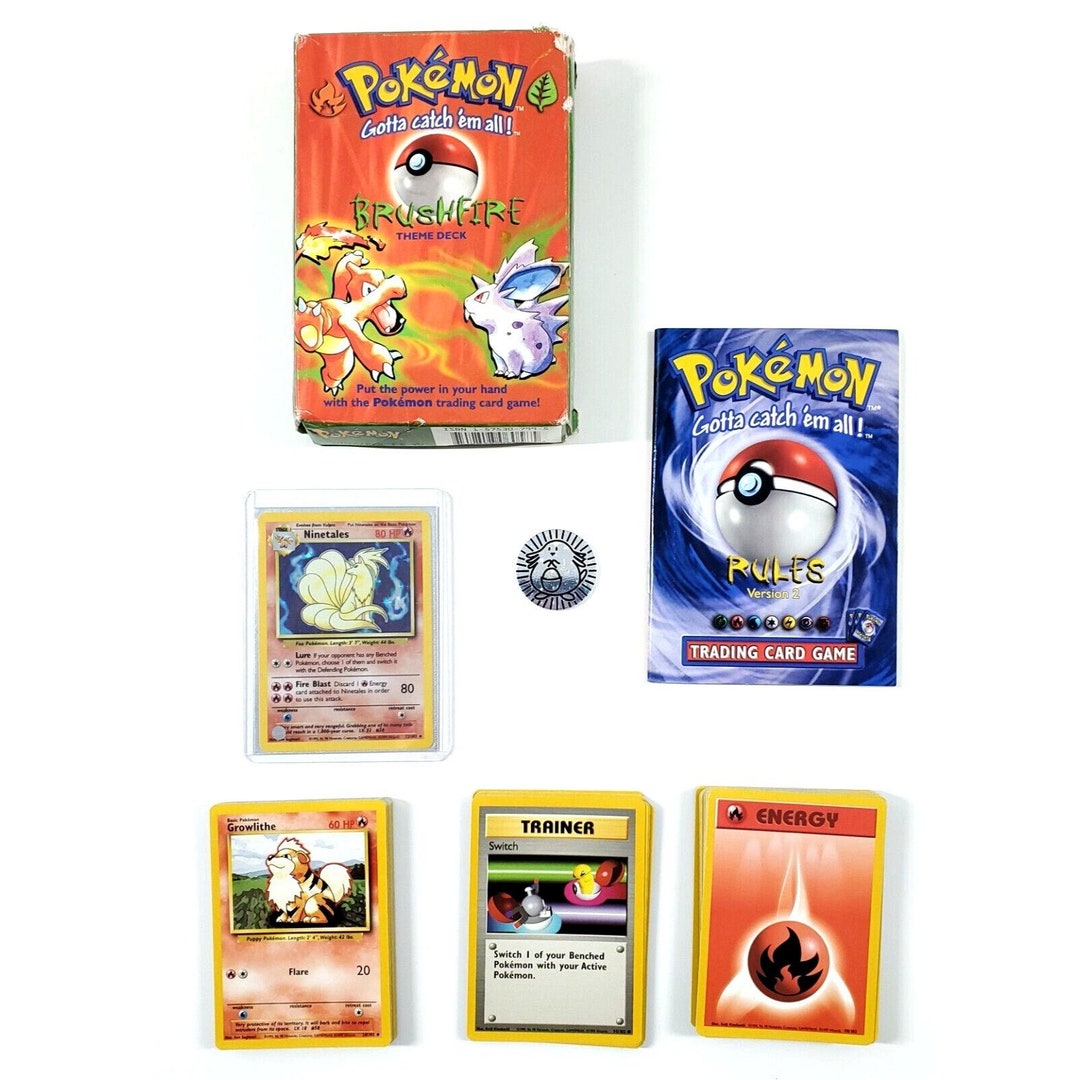 1999 WOTC Pokemon Base Set Brushfire Theme Deck 60 Cards Ninetales Holo ...