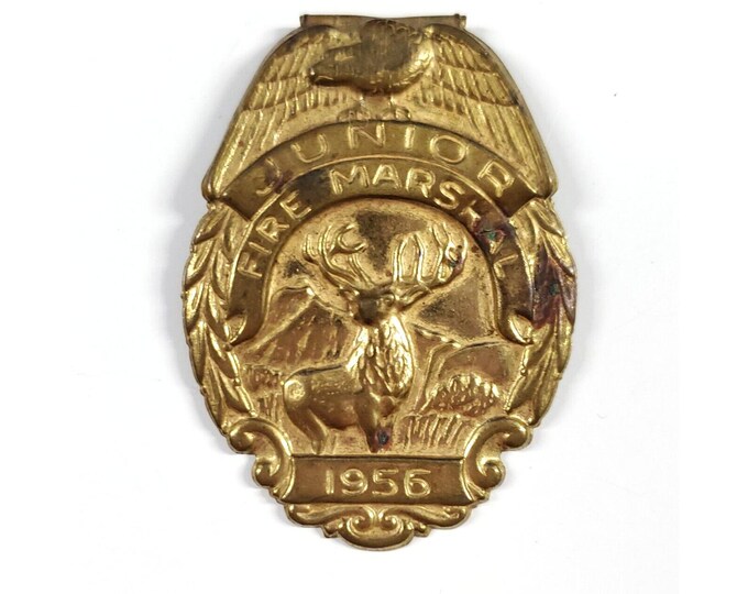 1956 Vintage Junior Fire Marshall Toy Metal Badge Hartford Fire ...