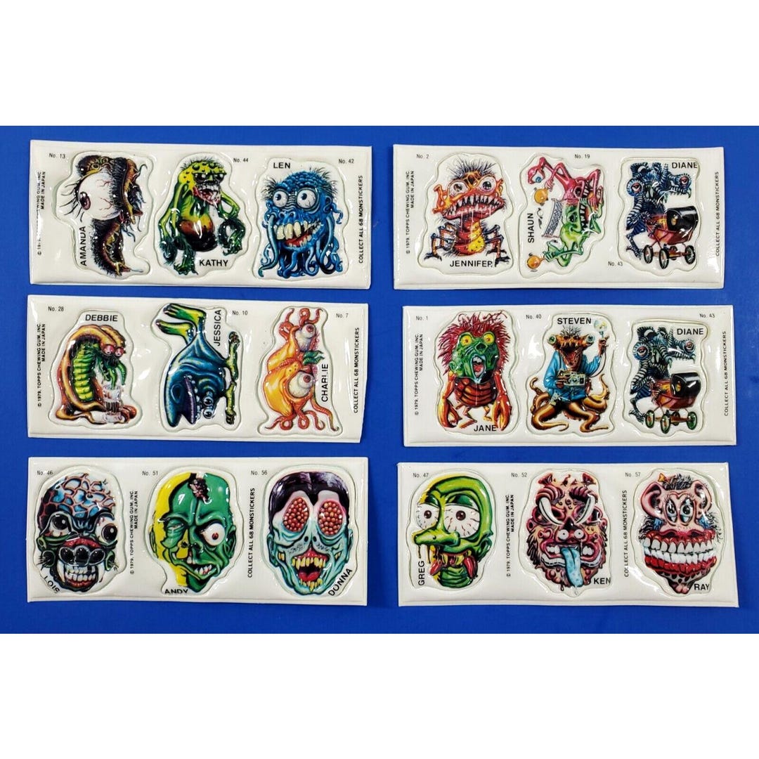 1979 Vintage Topps Monstickers Monster 18 Puffy Sticker Bundle Mix ...