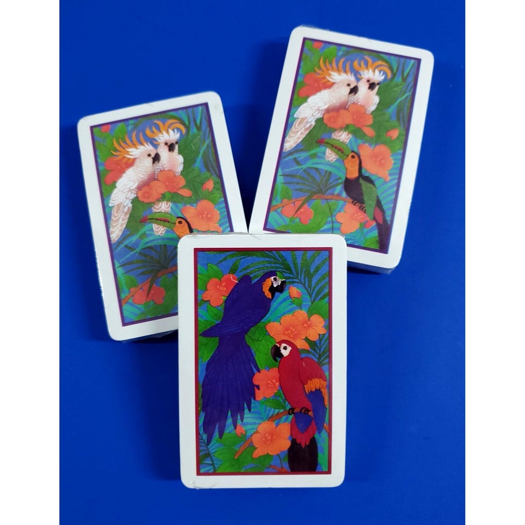 3 Vintage Playing Cards Trump Tropical Bird Parrot Toucan Cockatoo New ...