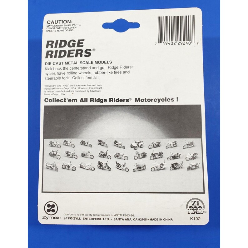 1993 Ridge Rider Die Cast Police Kawasaki KZ1000P Motorcycle Zylmex Toy ...