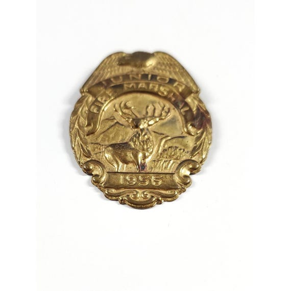 1956 Vintage Junior Fire Marshall Toy Metal Badge Har… - Gem