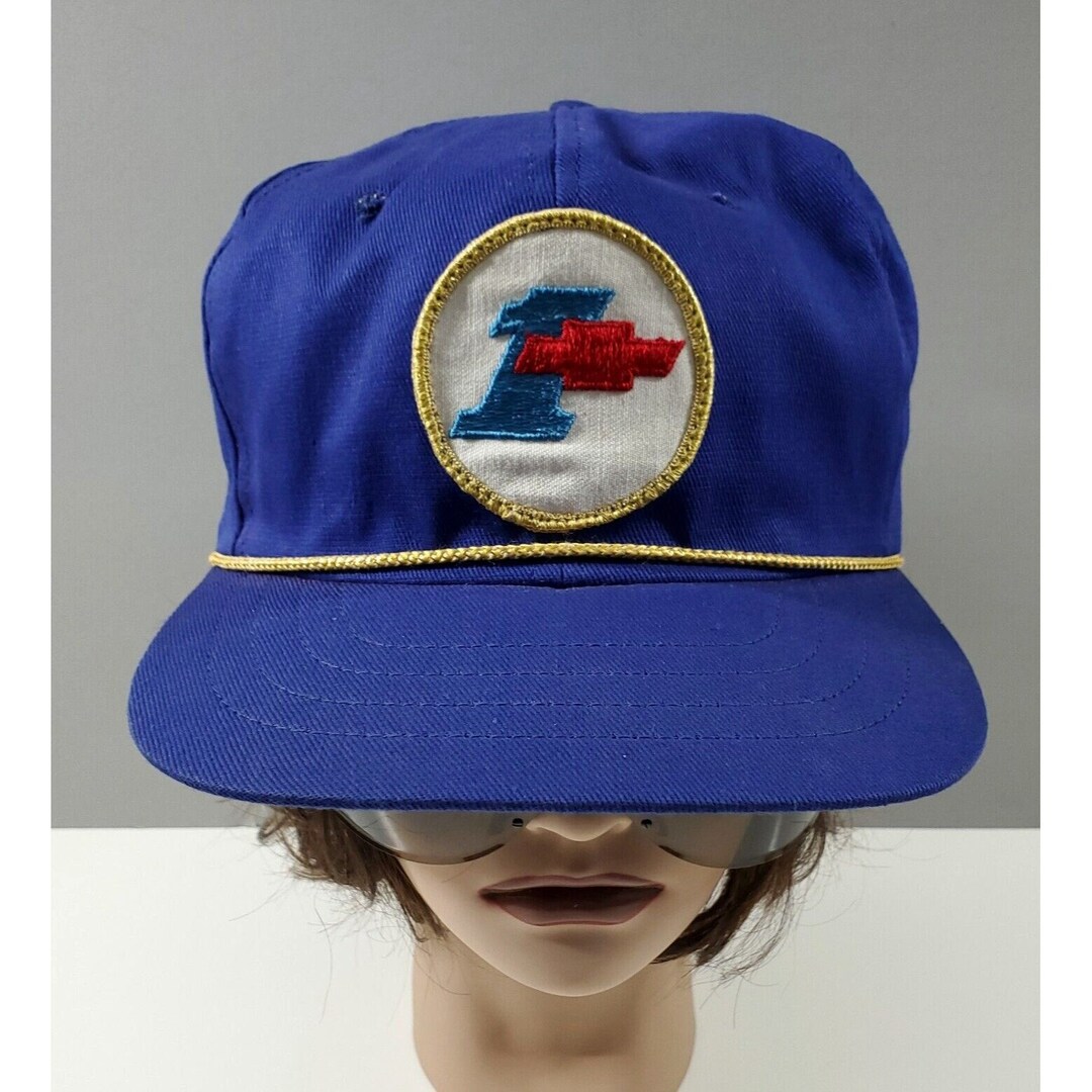 Vintage Chevy Chevrolet #1 Patch Dealer Blue Cap Rope Golf Baseball Hat ...