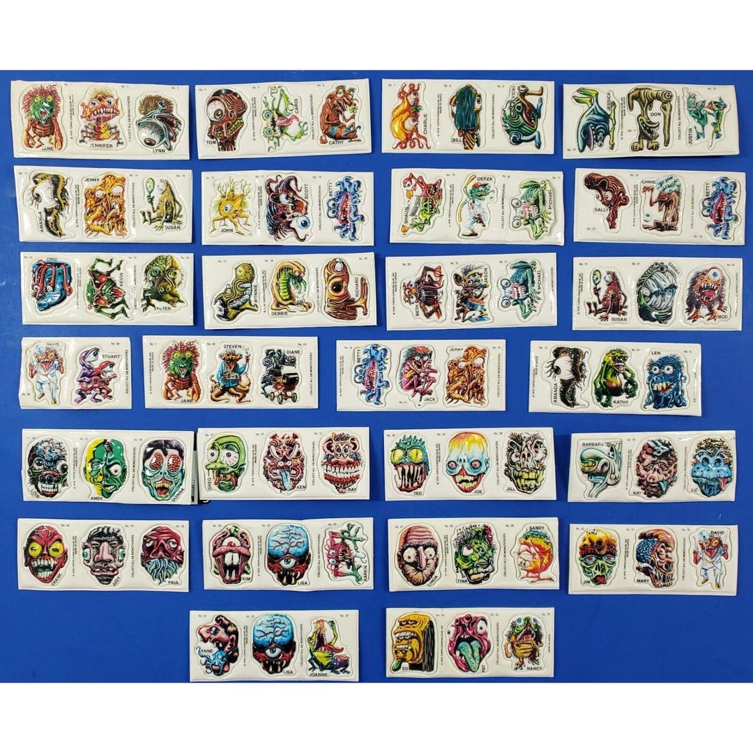 1979 Vintage Topps Monstickers Monster Puffy Stickers Complete 68 Full ...
