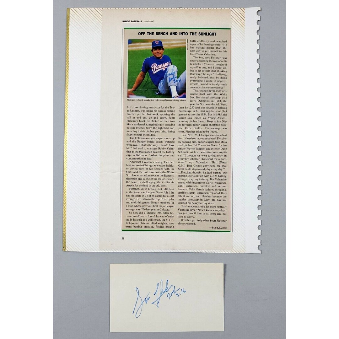 Scott Fletcher Texas Ranger 1987 Signed Autographed 3x5 Index Card ...