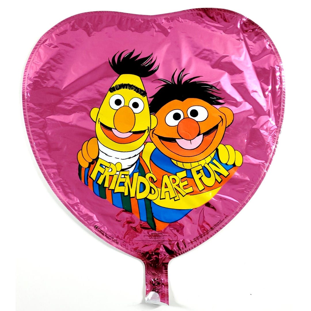 Vintage 80s Anagram Mylar Helium Party Balloon Muppets Bert Ernie ...