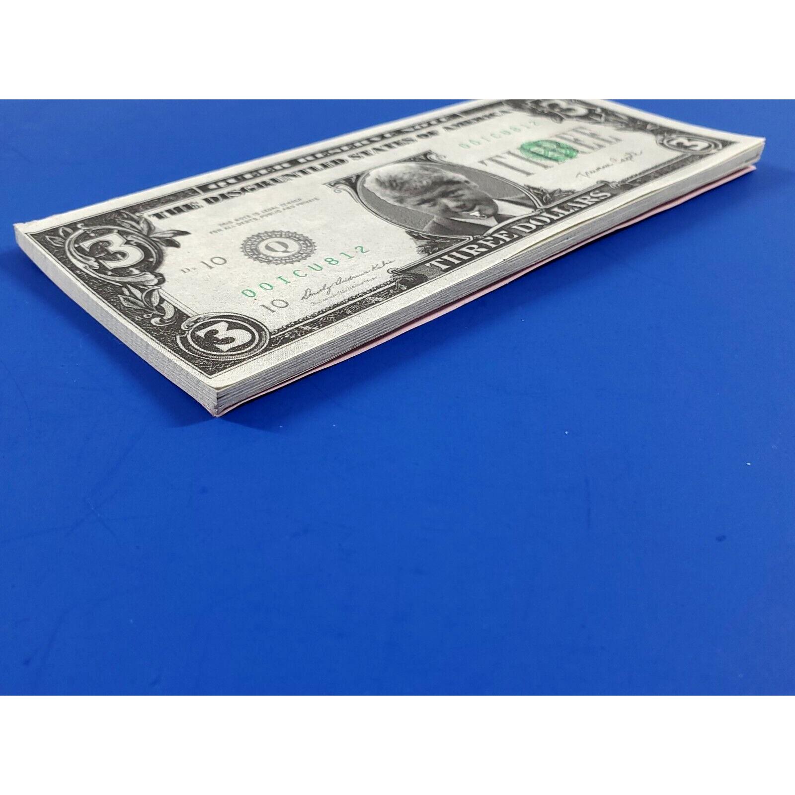 President Bill Clinton 3 Dollar Bill Novelty Slick Times 1993 Money ...