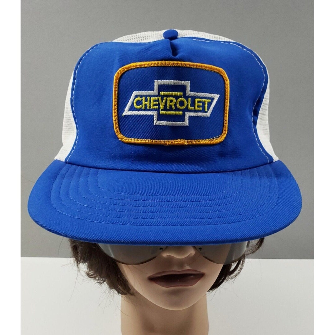 Vintage Chevrolet Chevy Patch Blue White Mesh Trucker Snapback Cap Hat ...