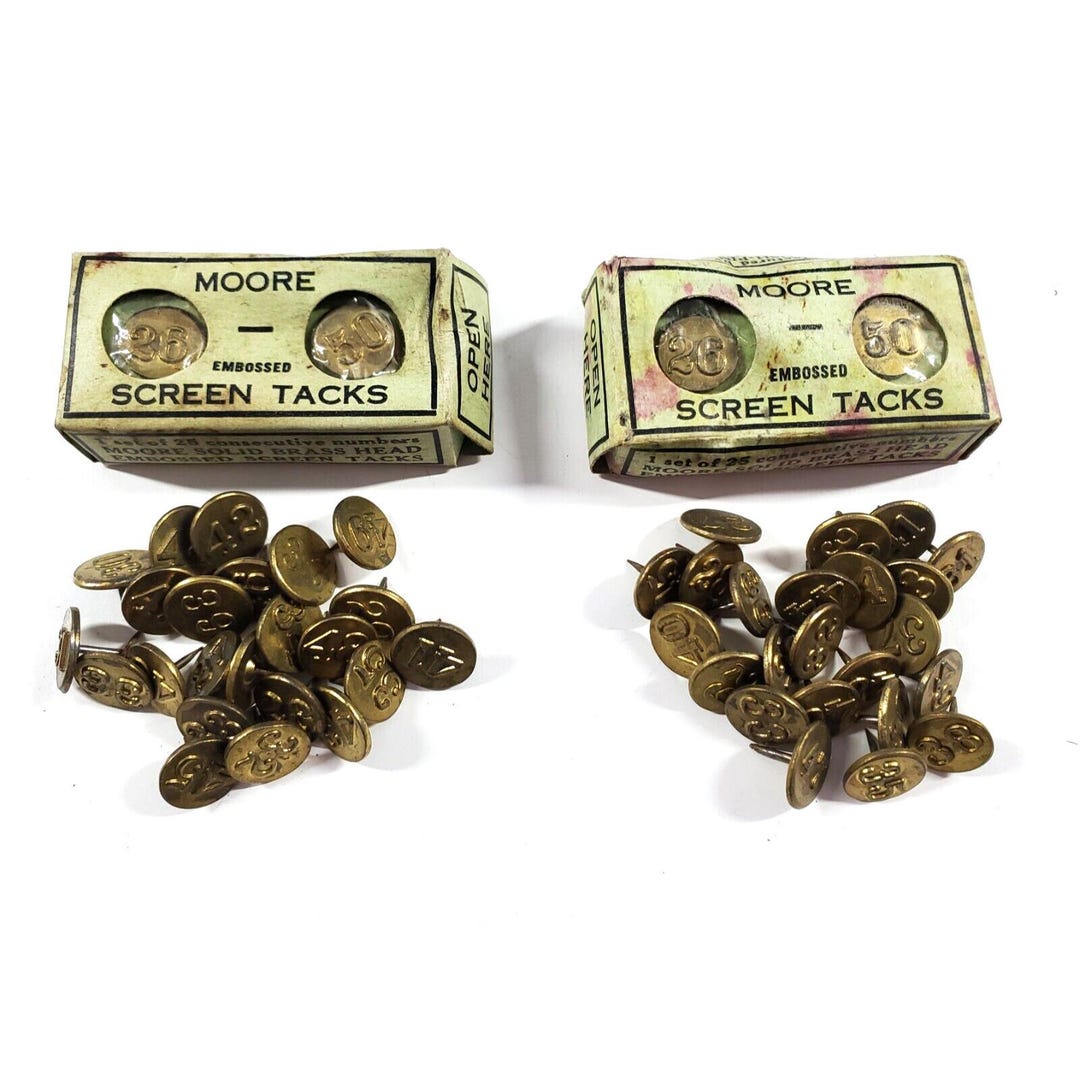 Vintage MOORE Numbered Embossed Brass Screen Tacks 2 Boxes - Etsy