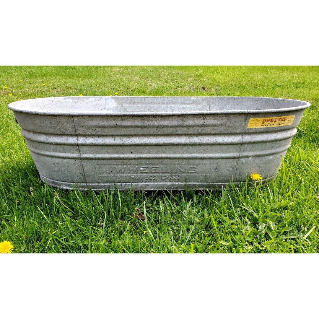 Vintage Large Wheeling 42 Oval Galvanized Zinc Dub-l-tub Metal Farm ...