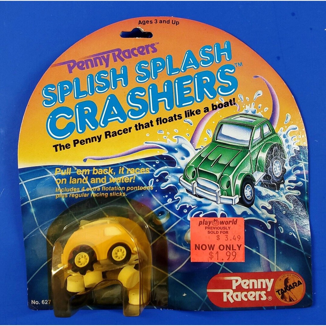 NOS 1984 Vintage Takara Penny Racers Splish Splash Crashers Yellow ...