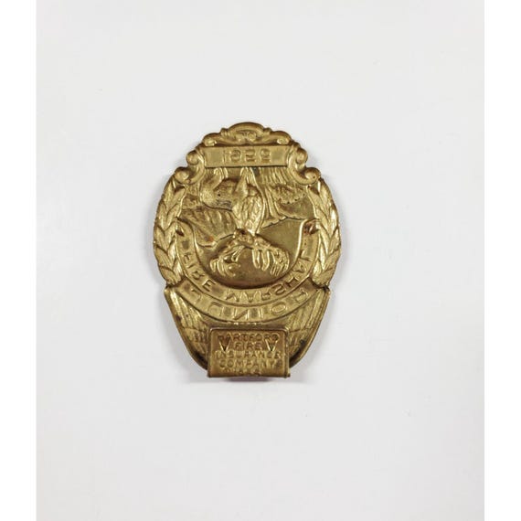 1956 Vintage Junior Fire Marshall Toy Metal Badge Har… - Gem