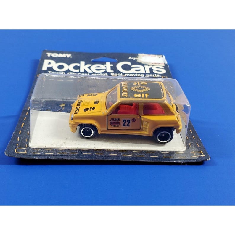 1986 Vintage NOS Tomy Pocket Cars F25 Renault 5 Turbo Elf Rally Yellow ...