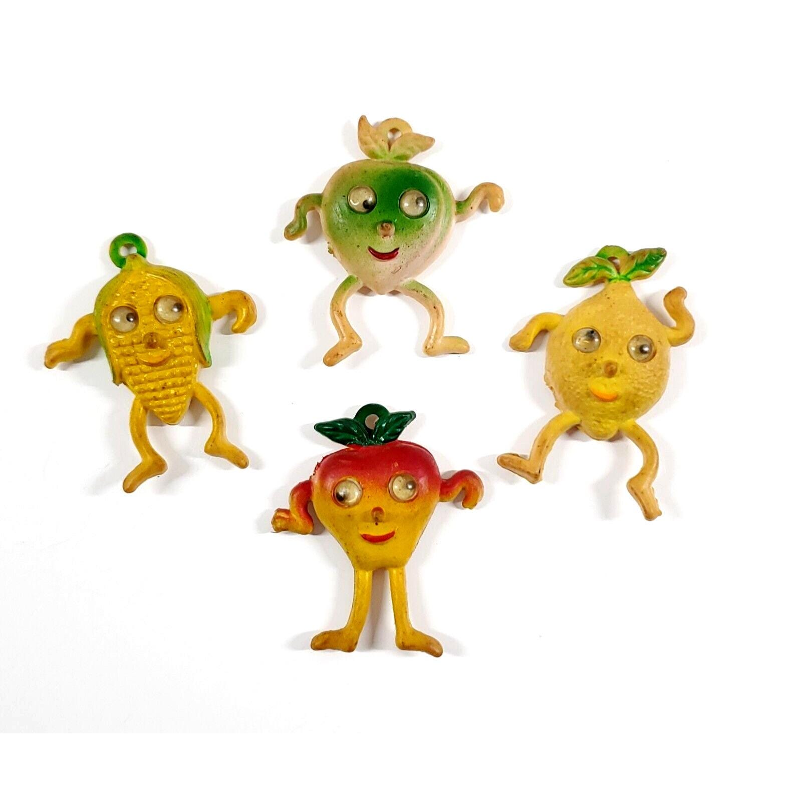 4 Vintage Anthropomorphic Googly Eyes Fruit Vegetables Kitsch Fridge ...
