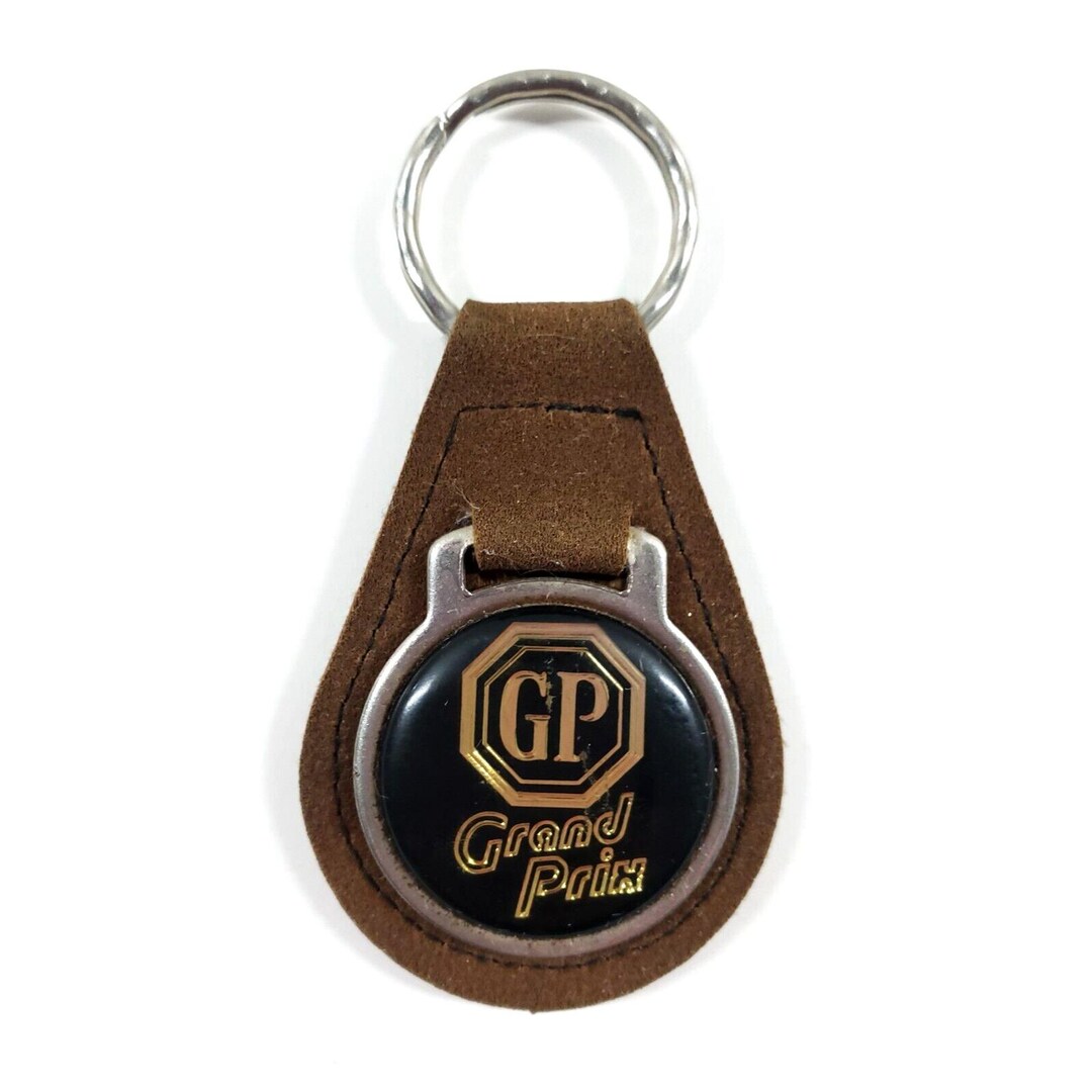 Vintage Pontiac GP Grand Prix Brown Leather Keychain Fob Ring Classic ...