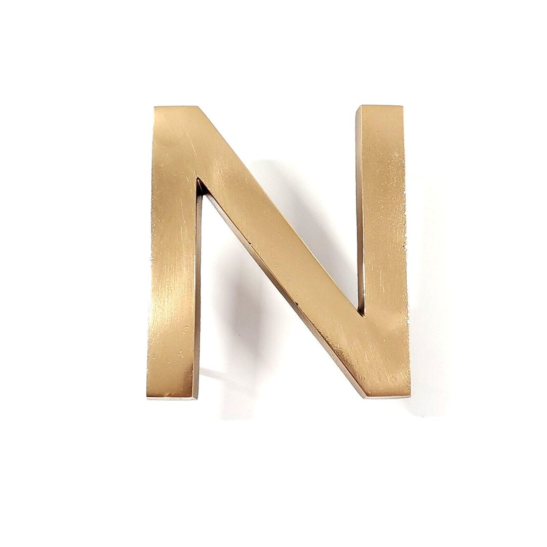 Vintage Solid Brass Letter N Alphabet Initial Wall Door Hanging Made ...