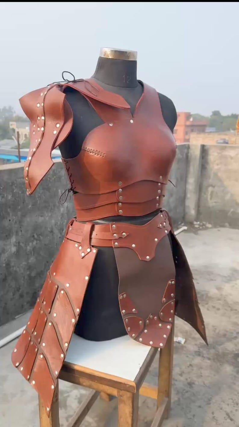 Handmade Red Leather Gladiator Armor Dress: Women's Warrior Costume - Etsy