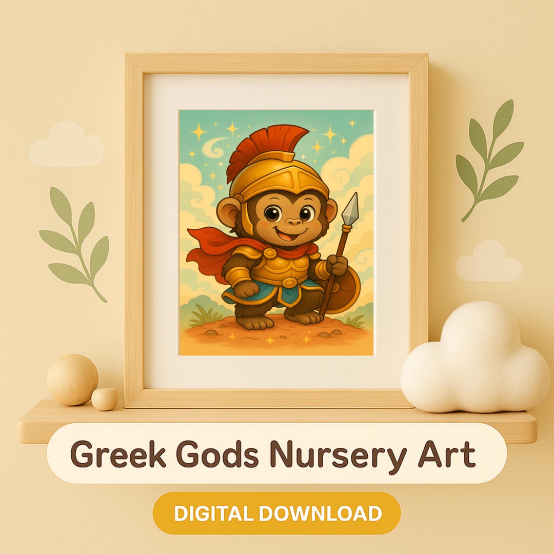 Baby Gorilla Ares Print: Greek Mythology Nursery Art (digital Download ...