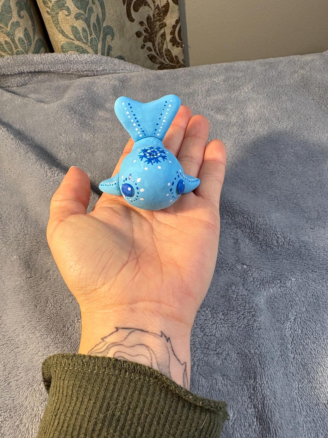 Custom Clay Whale Miniature Figurine, Hand Made Hand Painted Desk ...