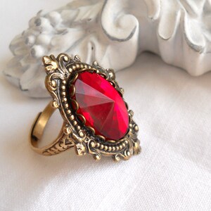 Red Victorian Ring Red Faceted Ring Victorian Jewelry - Etsy