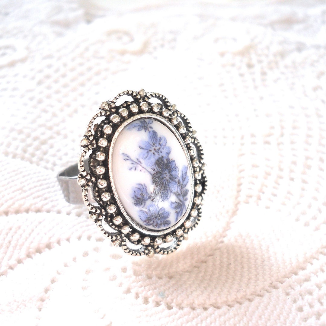 Delft Blue Style Ring, Dutch Jewelry , Blue and White Ring - Etsy