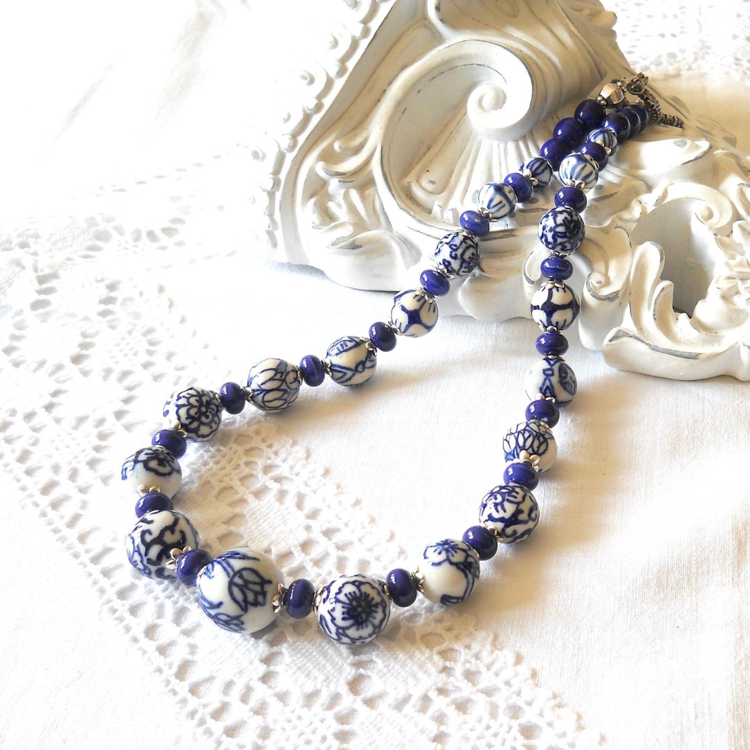 Delft Blue Necklace Delft Blue Style Jewelry Blue and White Necklace ...