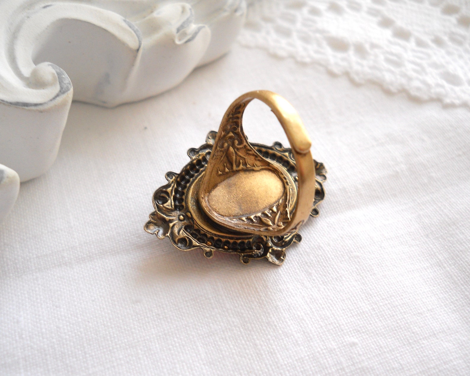 Red Victorian Ring Red Faceted Ring Victorian Jewelry | Etsy